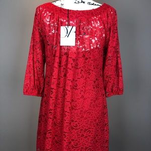 Diane Von Furstenberg | Dresses | Dvf Elisabetta Lace Dress In Red ...
